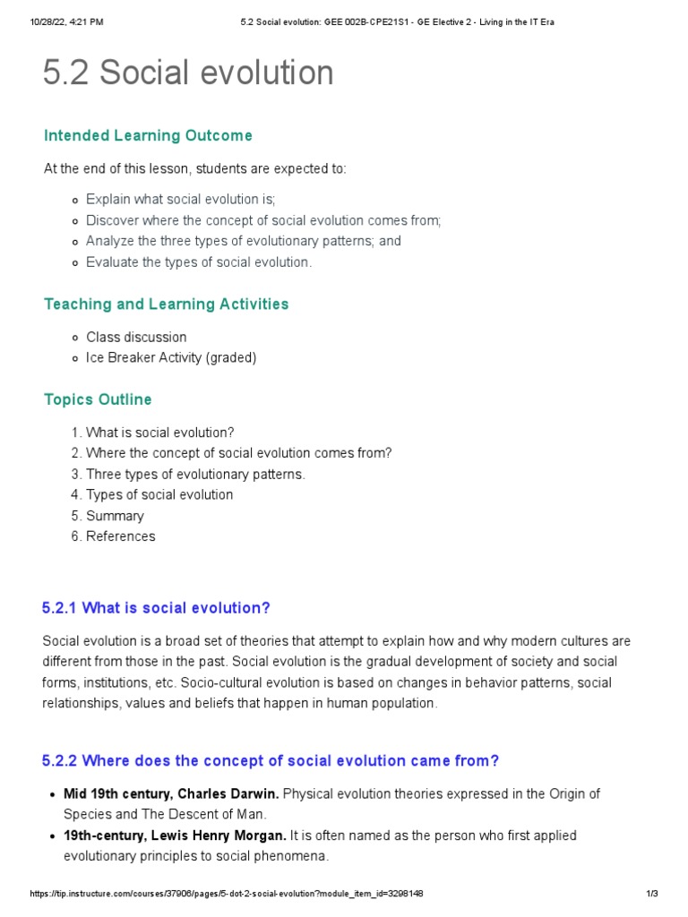 Understanding Social Evolution Concepts | PDF | Evolution ...