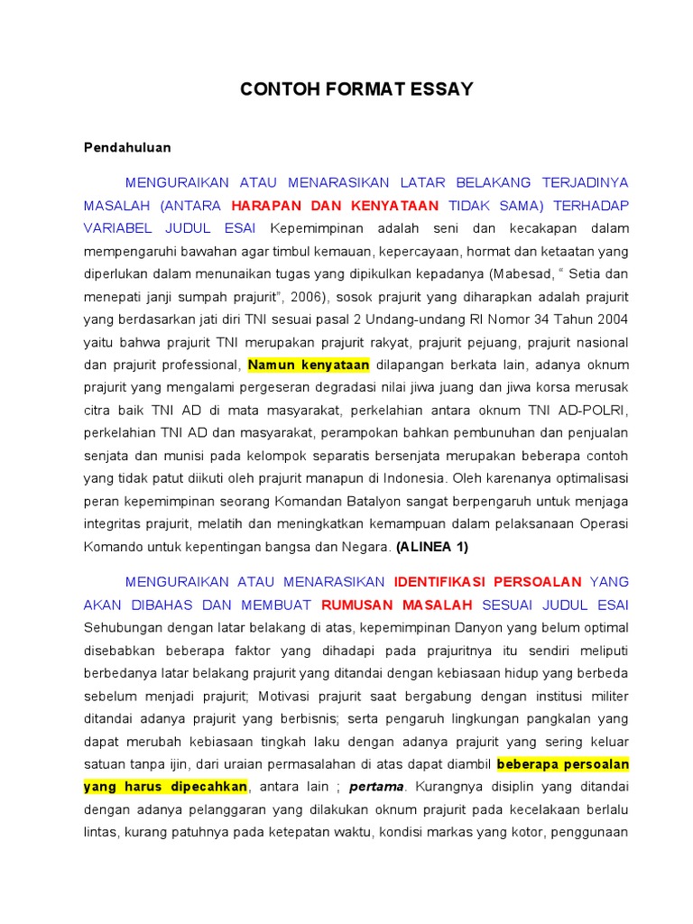 Format dan Contoh Tugas Essay Analisis | PDF