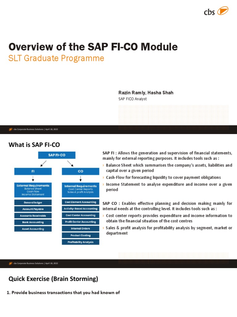 Day 1 Overview Of The Sap Fi Co Module Pdf Pdf Cost Expense