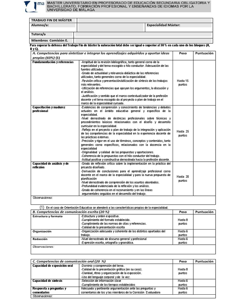 Plantilla TFM Uma | PDF | Enseñando | Cognición
