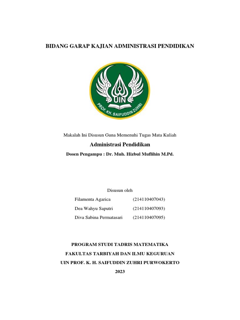 Kelompok 3 Bidang Garap Kajian Administrasi Pendidikan | PDF