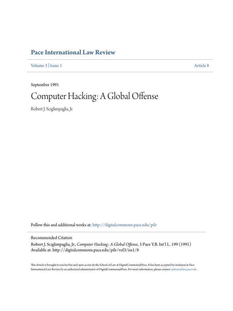 Computer Hacking A Global Offense Author Robert JSciglimpaglia | PDF ...