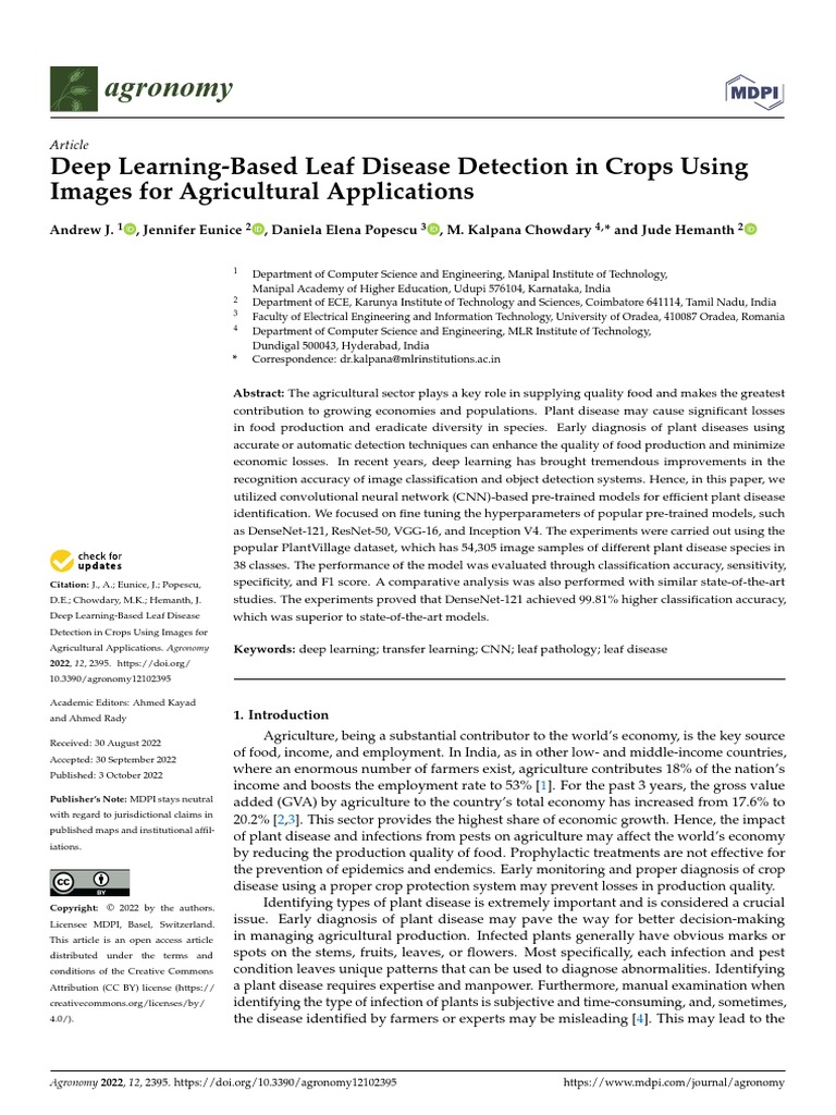 Agronomy 12 02395 v2 | PDF | Deep Learning | Artificial Neural Network