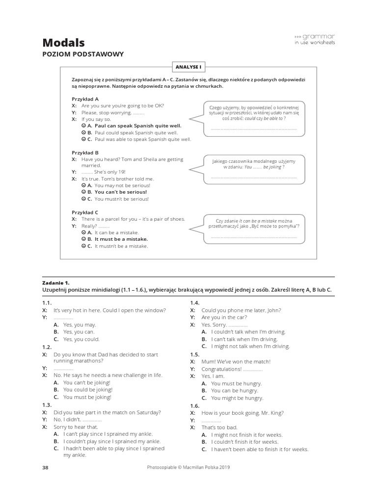 Grammar - in - Use - Worksheets Modals | PDF