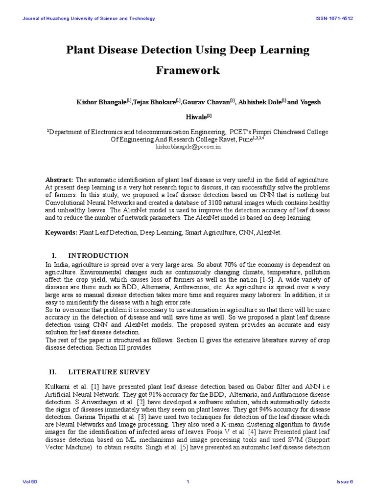 Plant Disease Detection Using Deep Learning Framework | PDF | Deep ...