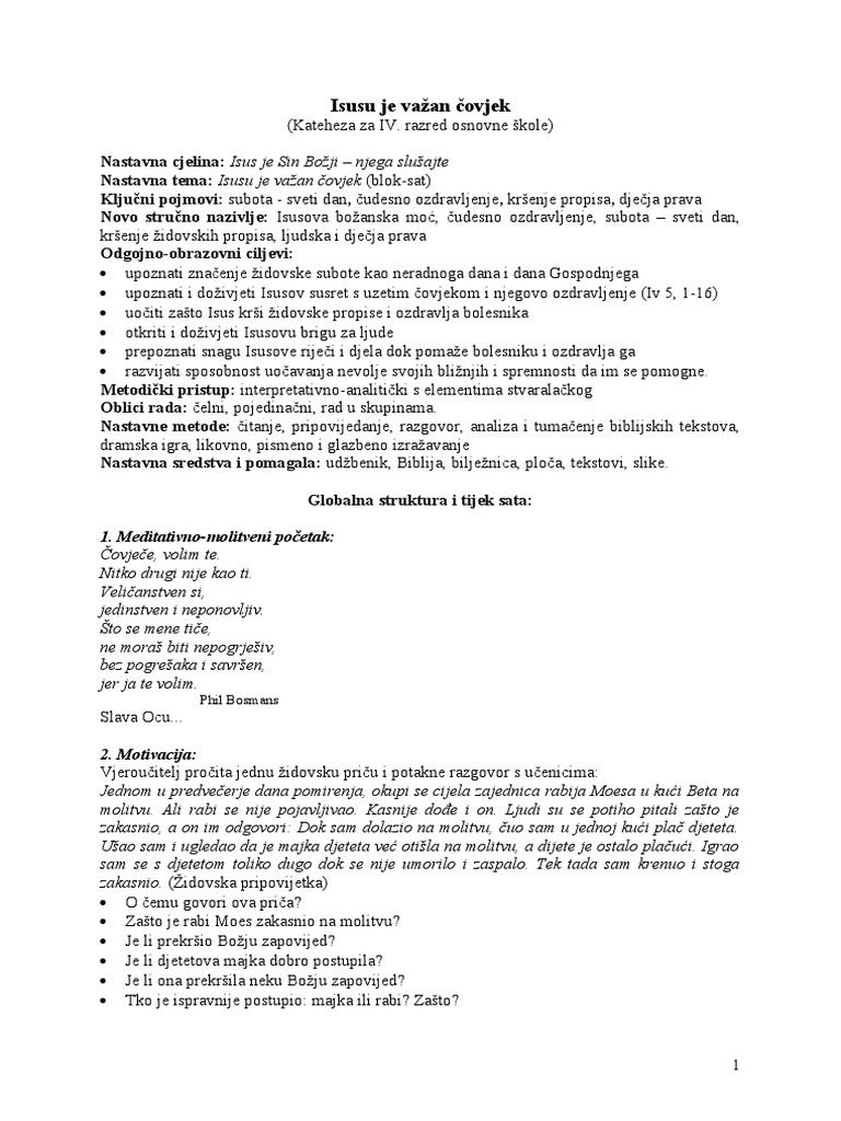 Isusu Je Vazan Covjek | PDF