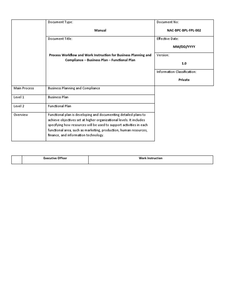 BPC-Business Plan-Functional Plan | PDF | Goal | Business