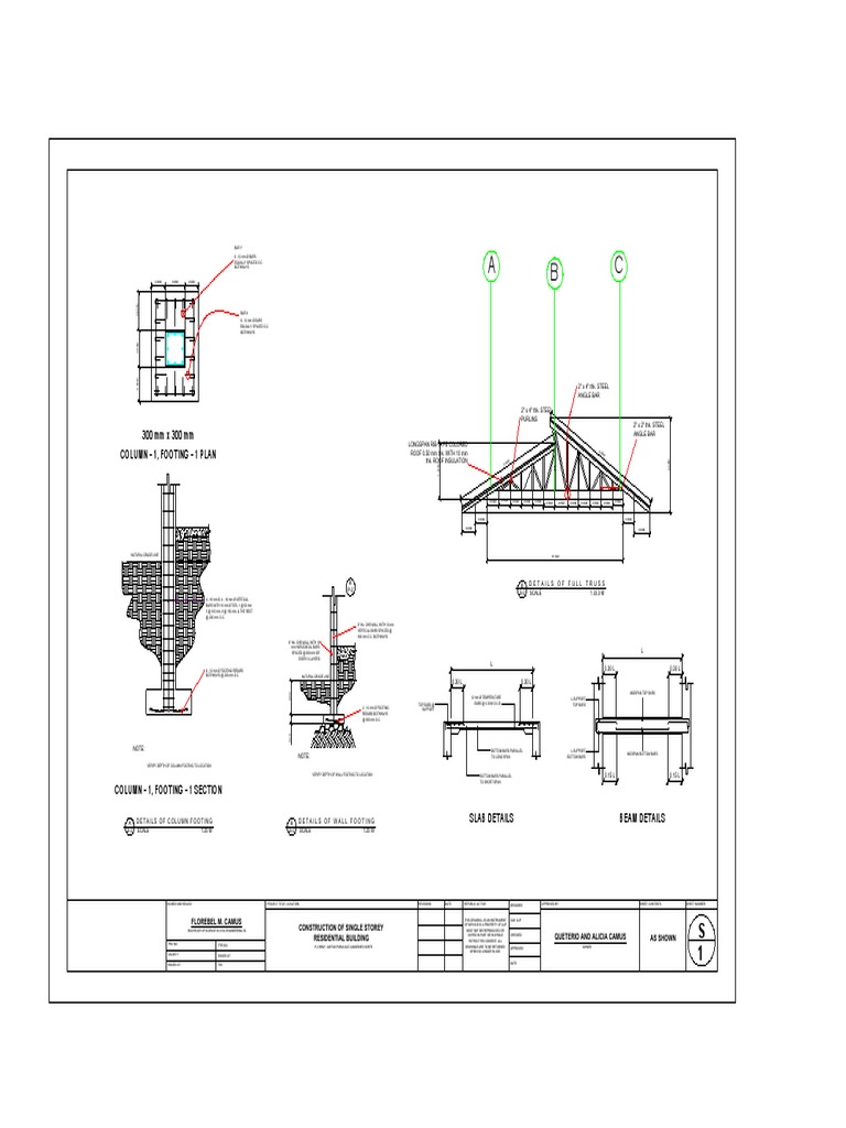 Structural design drawing for a rib-type roofed building with column ...