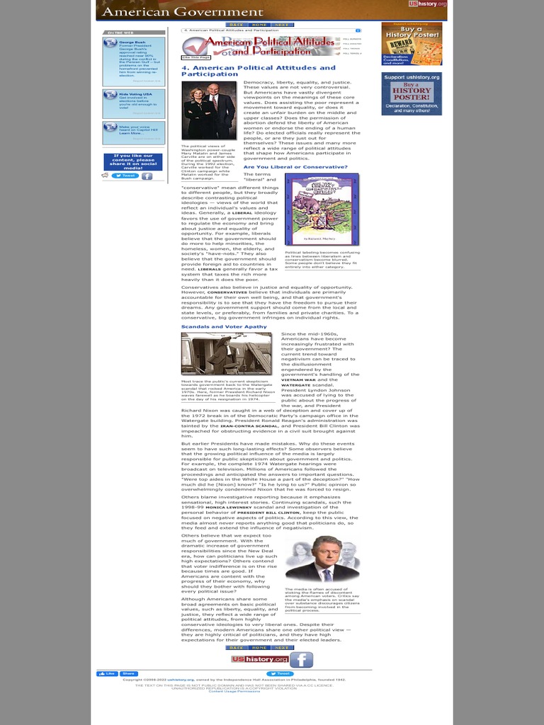 American Political Attitudes and Participation (Ushistory - Org) | PDF ...