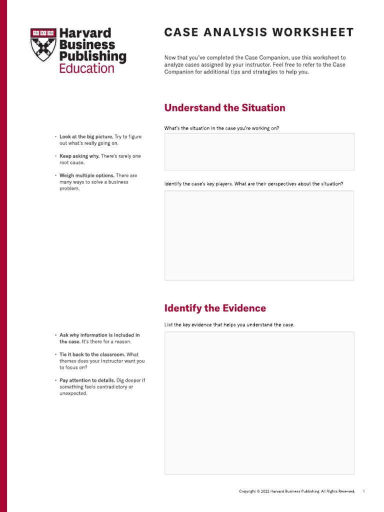 Harvard Case Analysis Sheet | PDF | Concept | Evidence