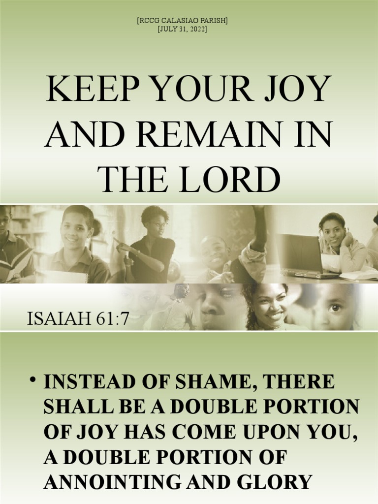 Keep Your Joy and Remain in The Lord | PDF