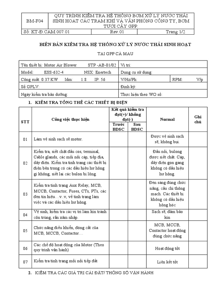 BM-F4 BDNN Hệ thống xử lý nước thải sinh hoạt GPP | PDF