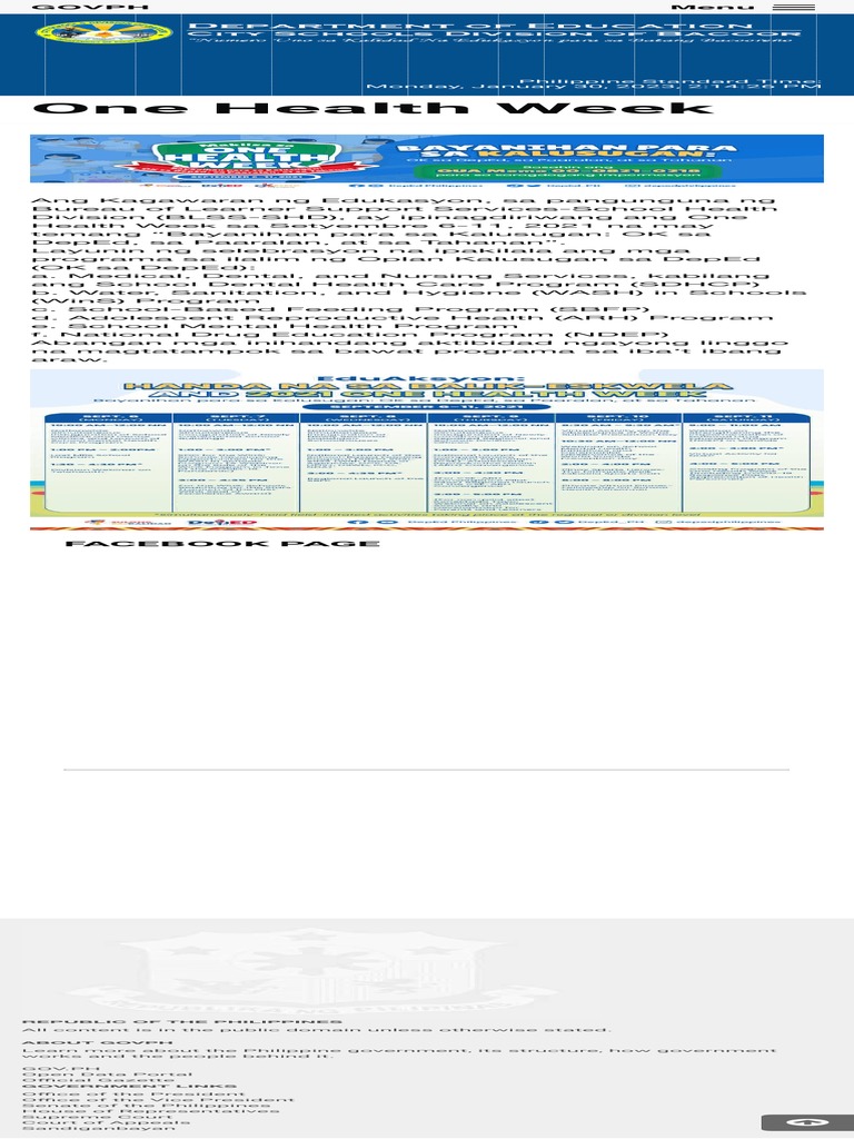 One Health Week Deped Bacoor City | PDF | Social Programs | Public Services