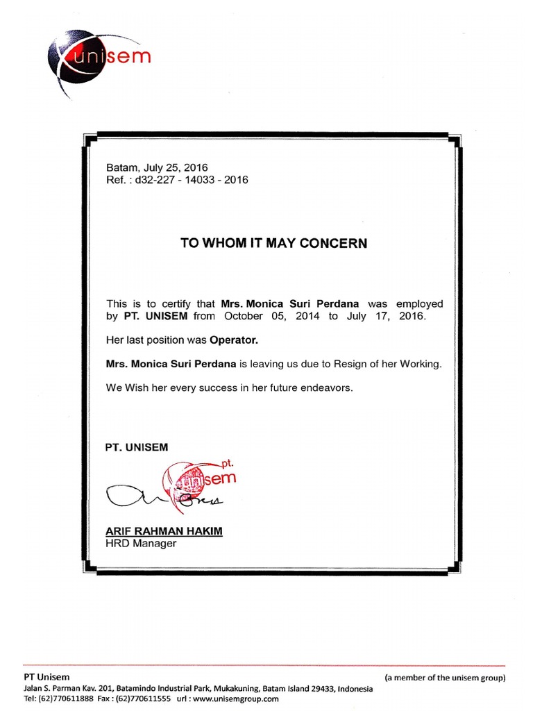 Paklaring Monica Suri P | PDF