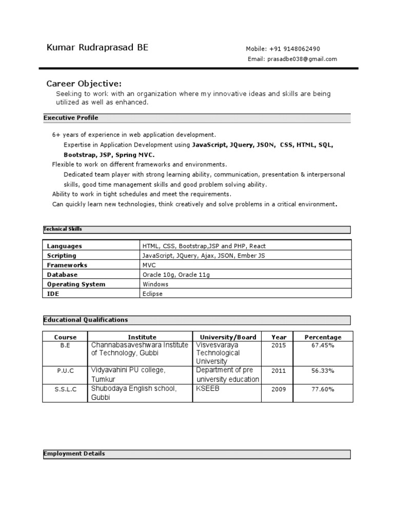 Naukri KumarRudraprasadBE (6y 0m) | PDF | Ajax (Programming) | Java Script