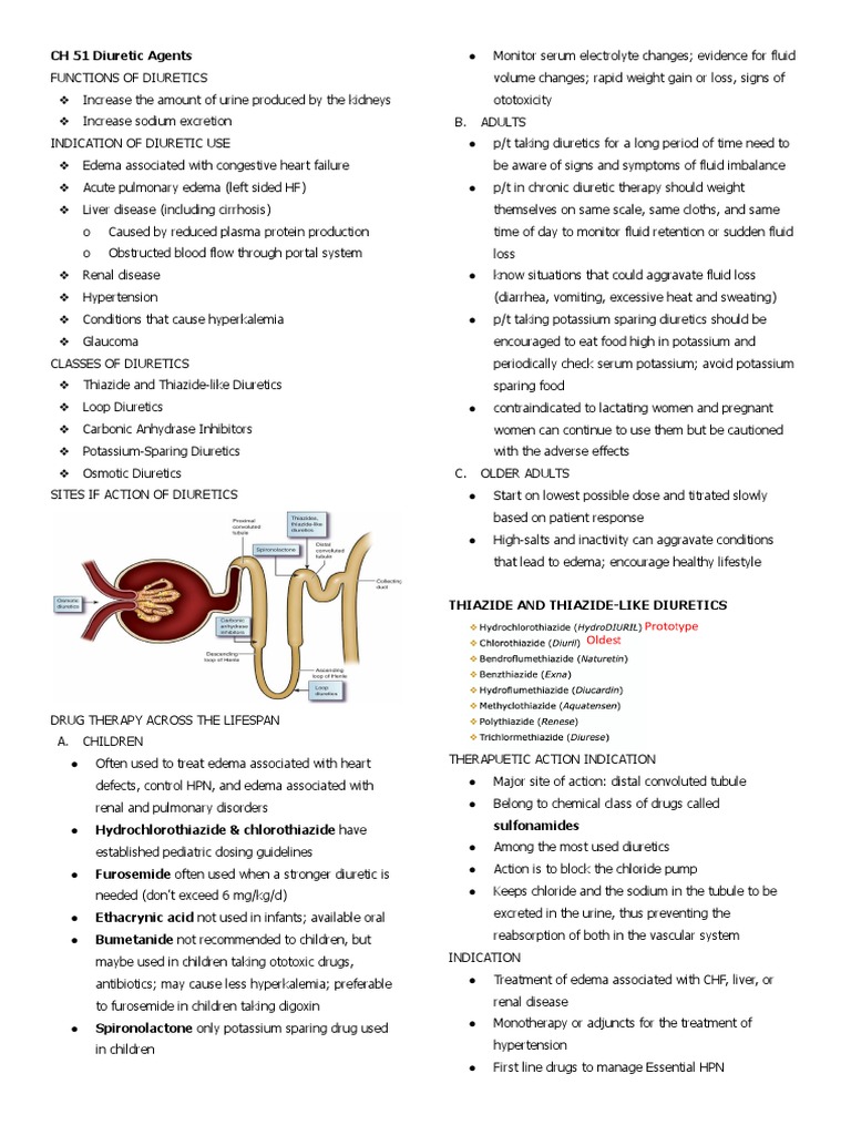 Diuretic Agents: Types and Uses | PDF | Diseases And Disorders ...