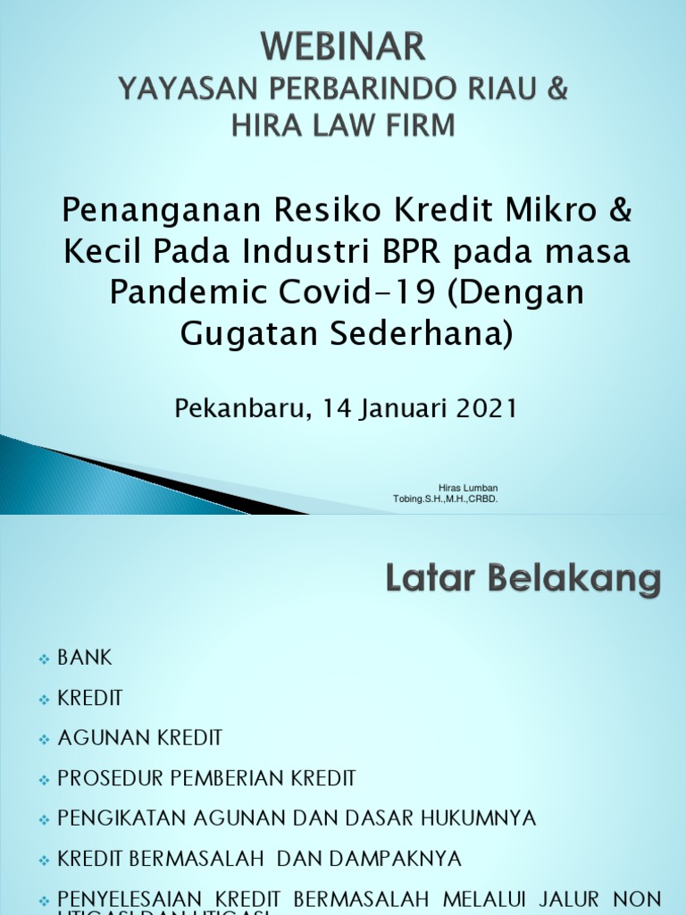 Materi Webinar Gugatan Sederhana PDF | PDF