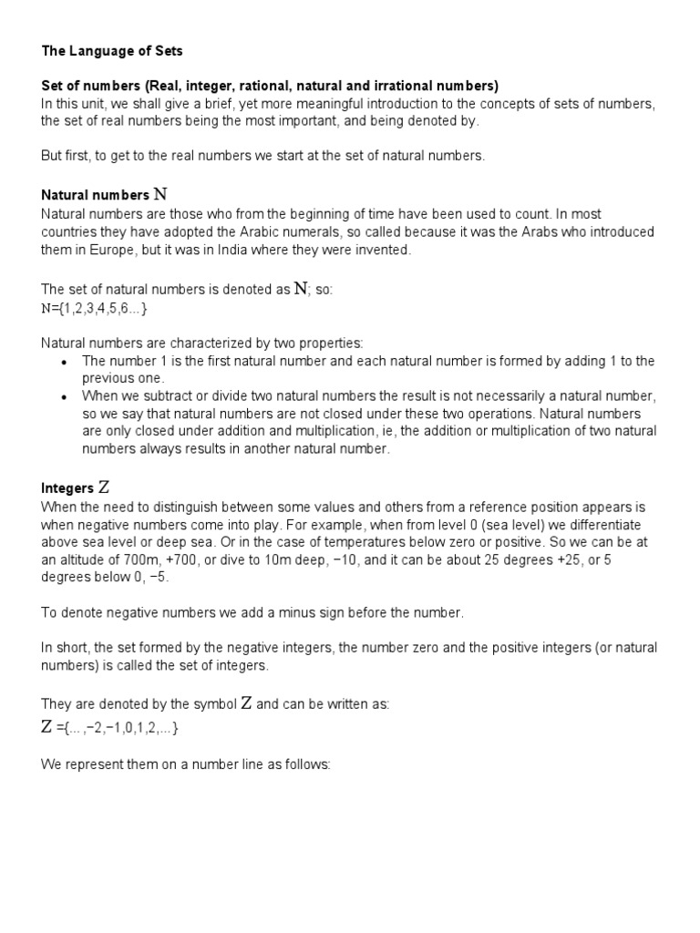 The Language of Sets | PDF | Numbers | Set (Mathematics)