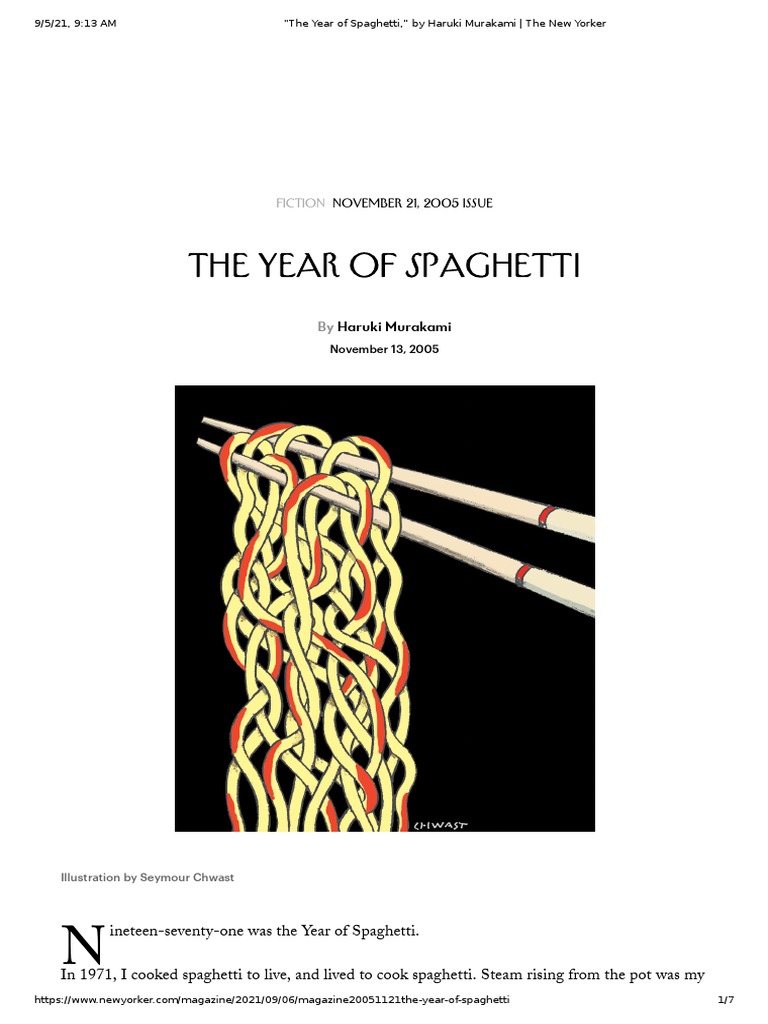 The Year of Spaghetti: A Murakami Tale | PDF | Food And Drink ...