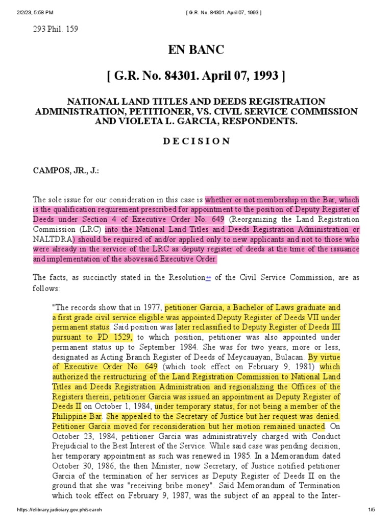National Land Titles and Deeds Registration Administration v. Civil ...