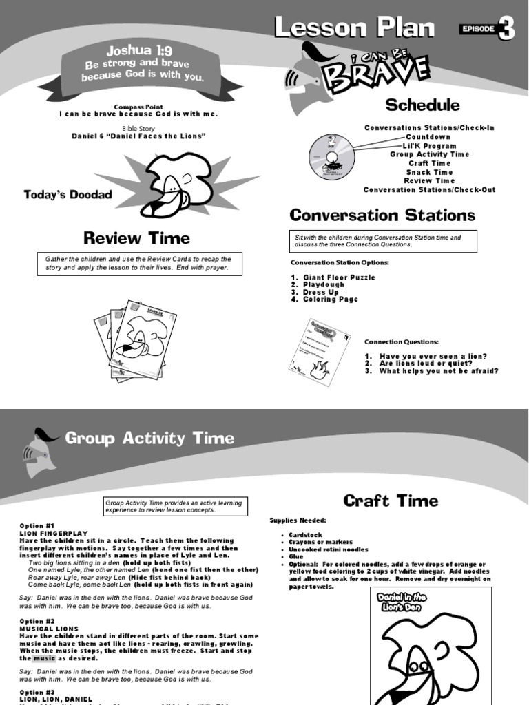 10/16/11 I Can Be BRAVE Ep 3 Lesson Plan | PDF