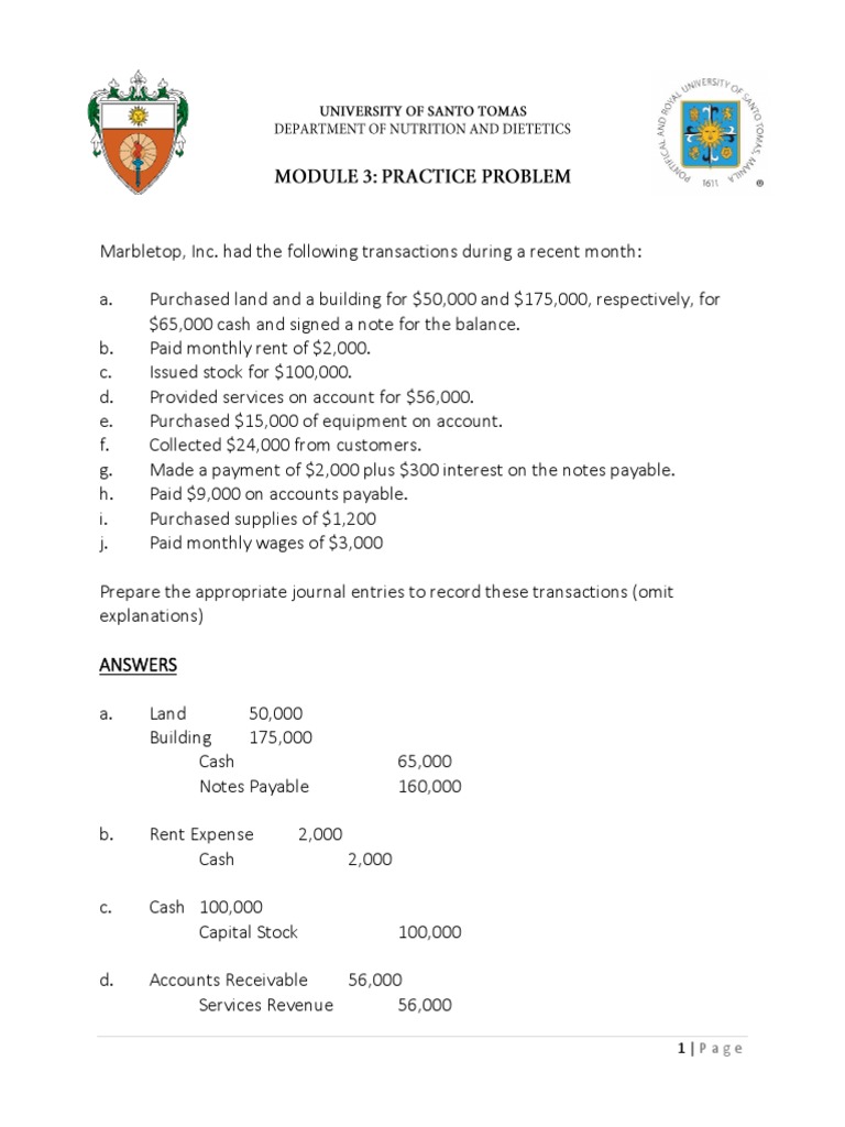 Module 3 Problem Set Journal Entries | PDF | Finance & Money Management