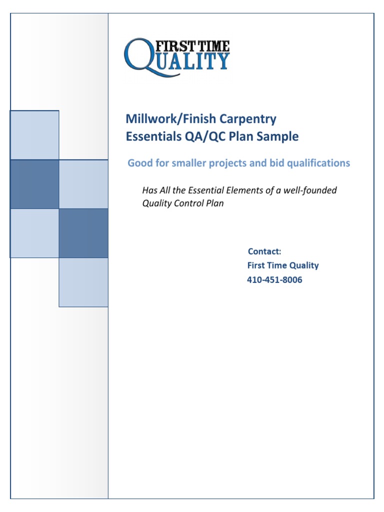 Millwork Finish Carpentry Essentials - Quality Plan - Sample | PDF ...