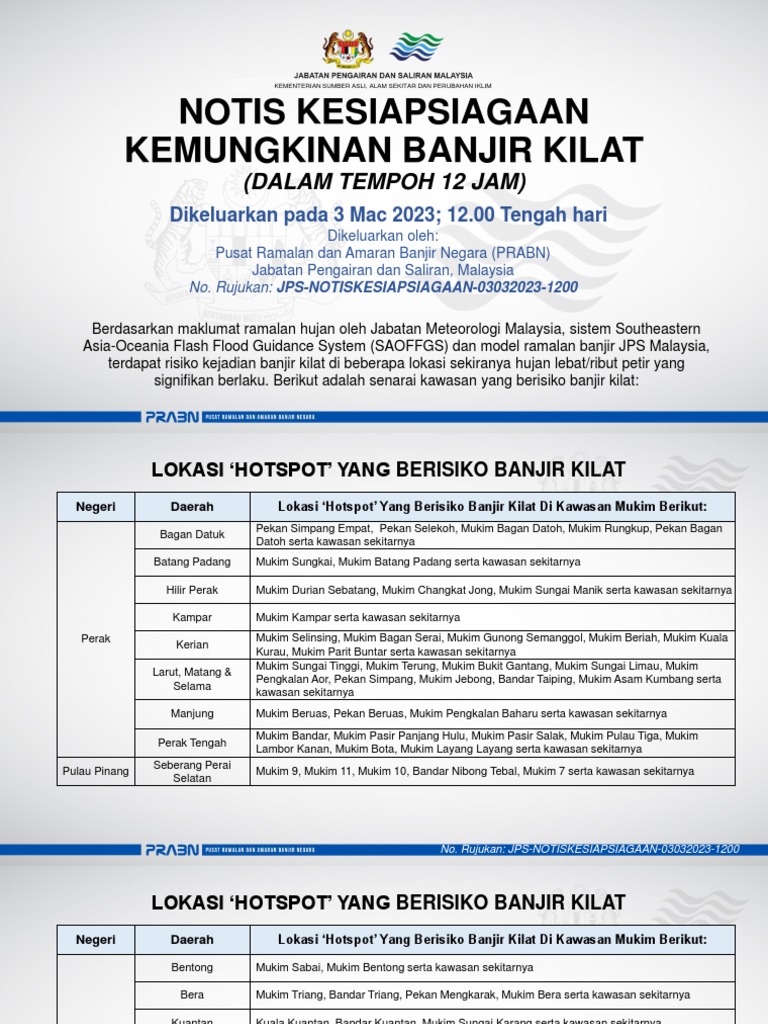 Notis Kesiapsiagaan Banjir Kilat | PDF