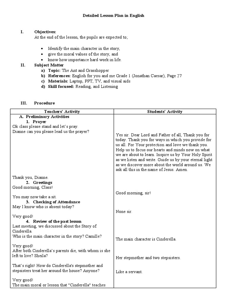 Detailed Lesson Plan in English Literature Final | PDF | Lesson Plan ...