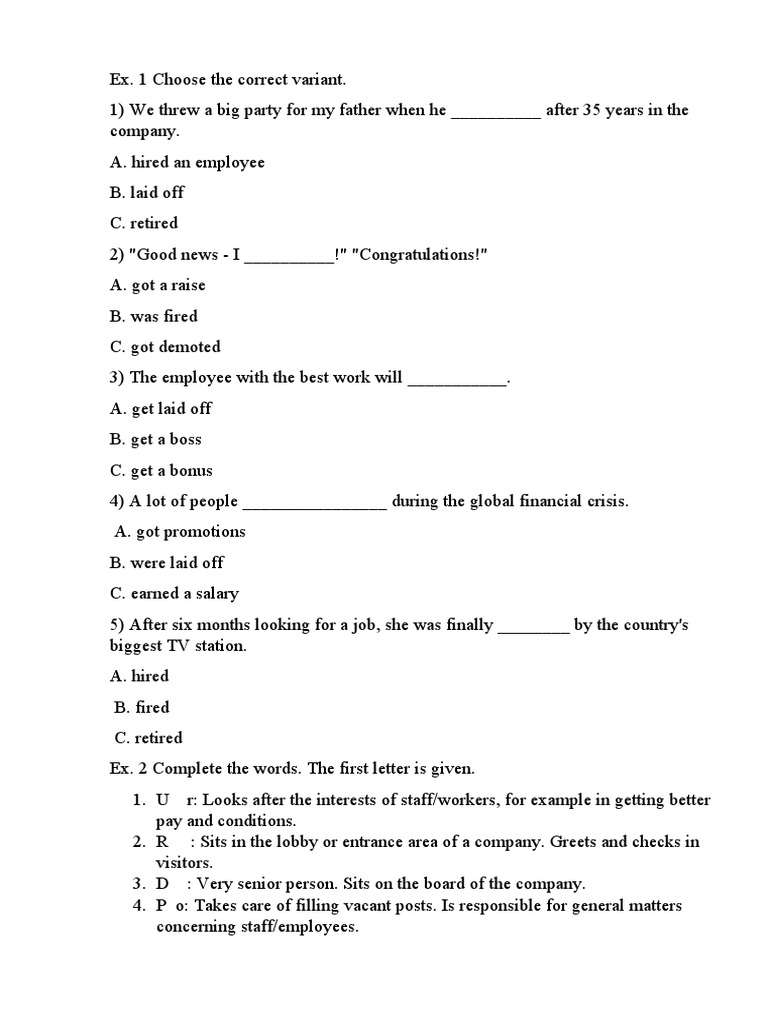 Work (Vocabulary Material) | PDF | Salary | Employment