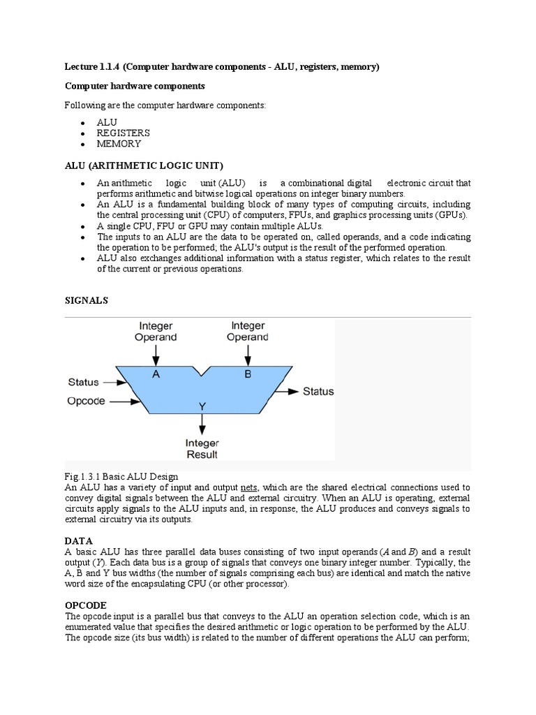 ALU, Registers, Memory Overview | PDF | Computer Engineering ...