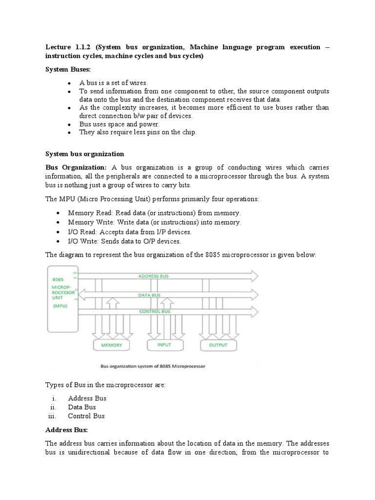 Lecture 1.1.2 (System Bus Organization, Machine Language Program Execution - Instruction Cycles ...