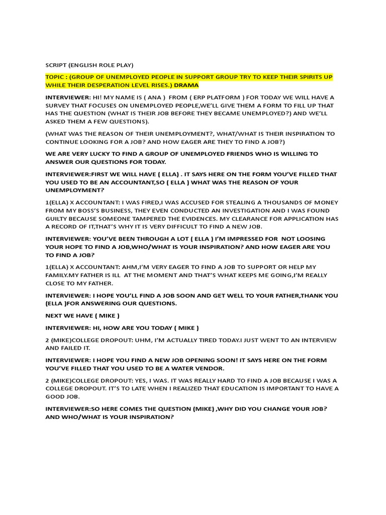 Script English Role Play | PDF