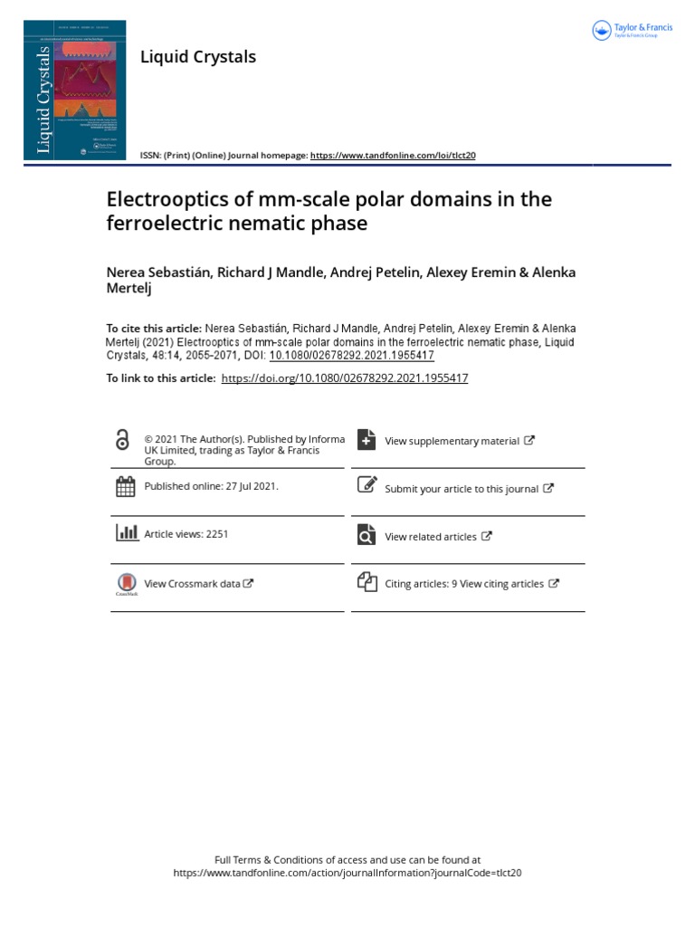 Electrooptics of Mm-Scale Polar Domains in The Ferroelectric Nematic Phase | PDF | Liquid ...