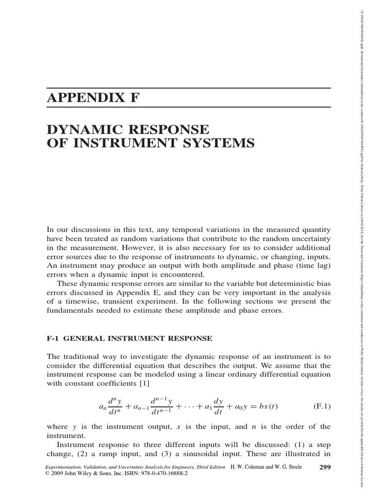 Experimentation Validation and Uncertainty Analysis For Engineers - 2009 - Coleman - Appendix F ...