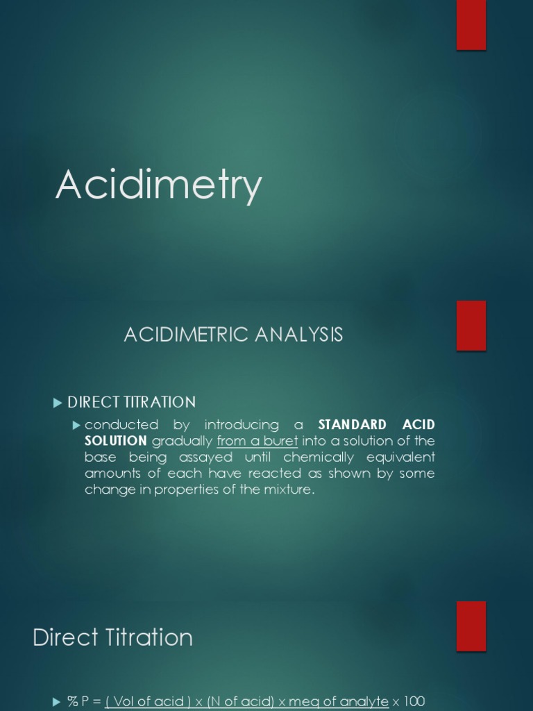 Acidimetry and Titration Methods | PDF | Titration | Chemistry