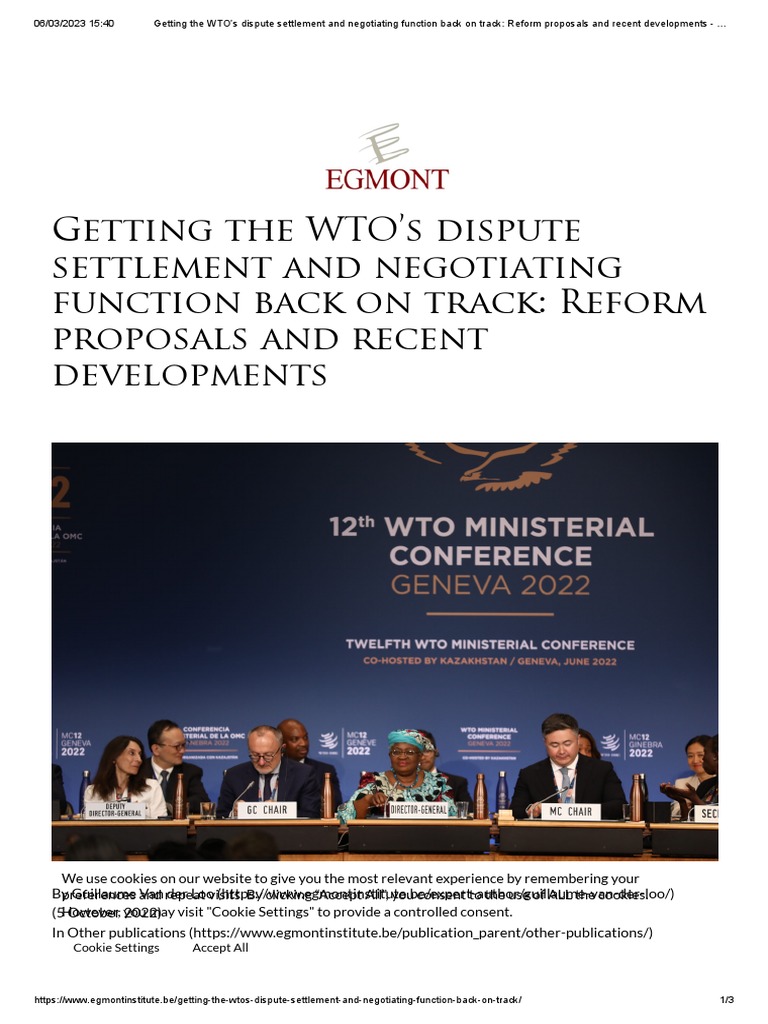 Getting The WTO's Dispute Settlement and Negotiating Function Back On ...
