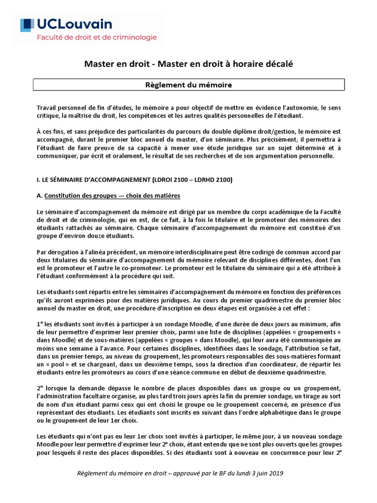 Règlement Mémoire Master Jour Et HD - 250220 PDF | PDF | Master ...