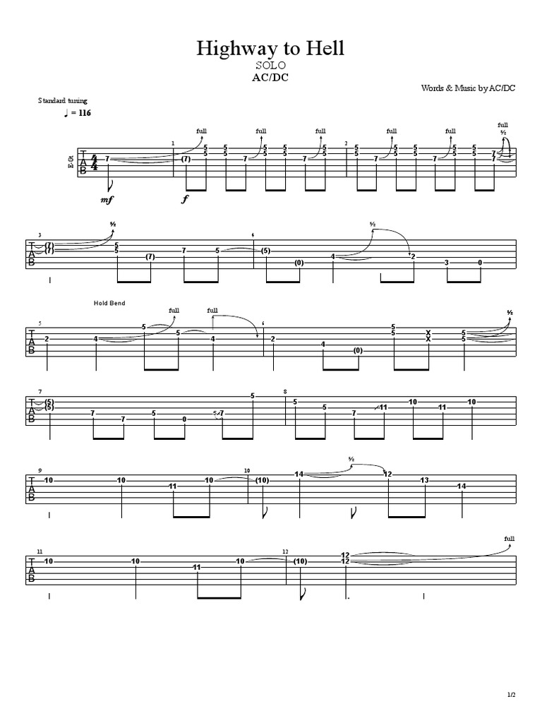 ACDC - Highway To Hell SOLO | PDF | Recorded Music | Albums