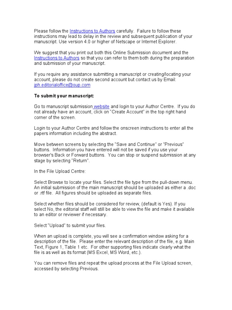 Manuscript Submission Guide | PDF | Computer File | Manuscript