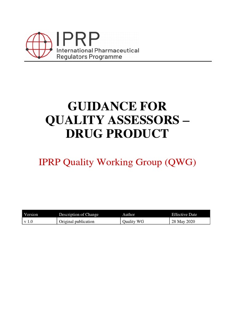 IPRP QWG Guidance For Q Assessors DP 2020 0528 | PDF | Pharmaceutical ...