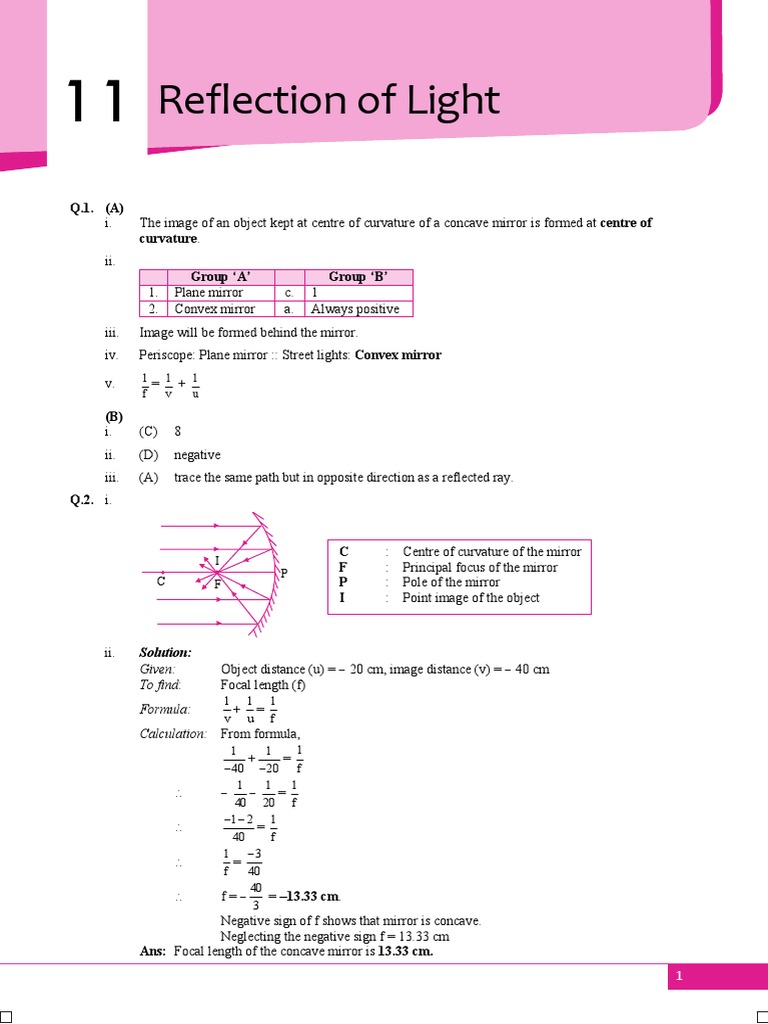 STD 9th Science and Technology Chapter Assessment 11 Reflection of ...