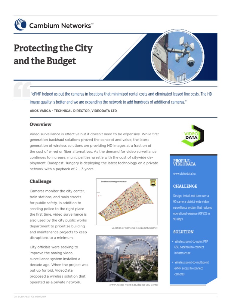 Cambium Budapest Video Surveillance Case Study | PDF | Wireless Network | Closed Circuit Television