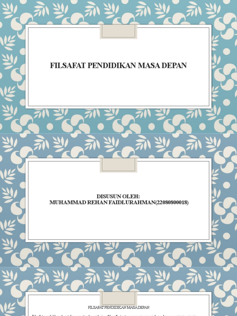 Filsafat Pendidikan Masa Depan | PDF