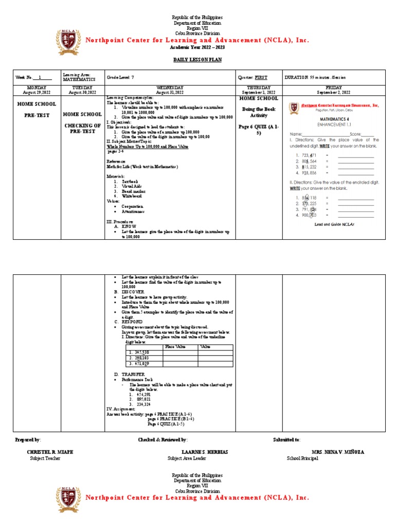 DLP Math 4 | Download Free PDF | Learning | Lesson Plan
