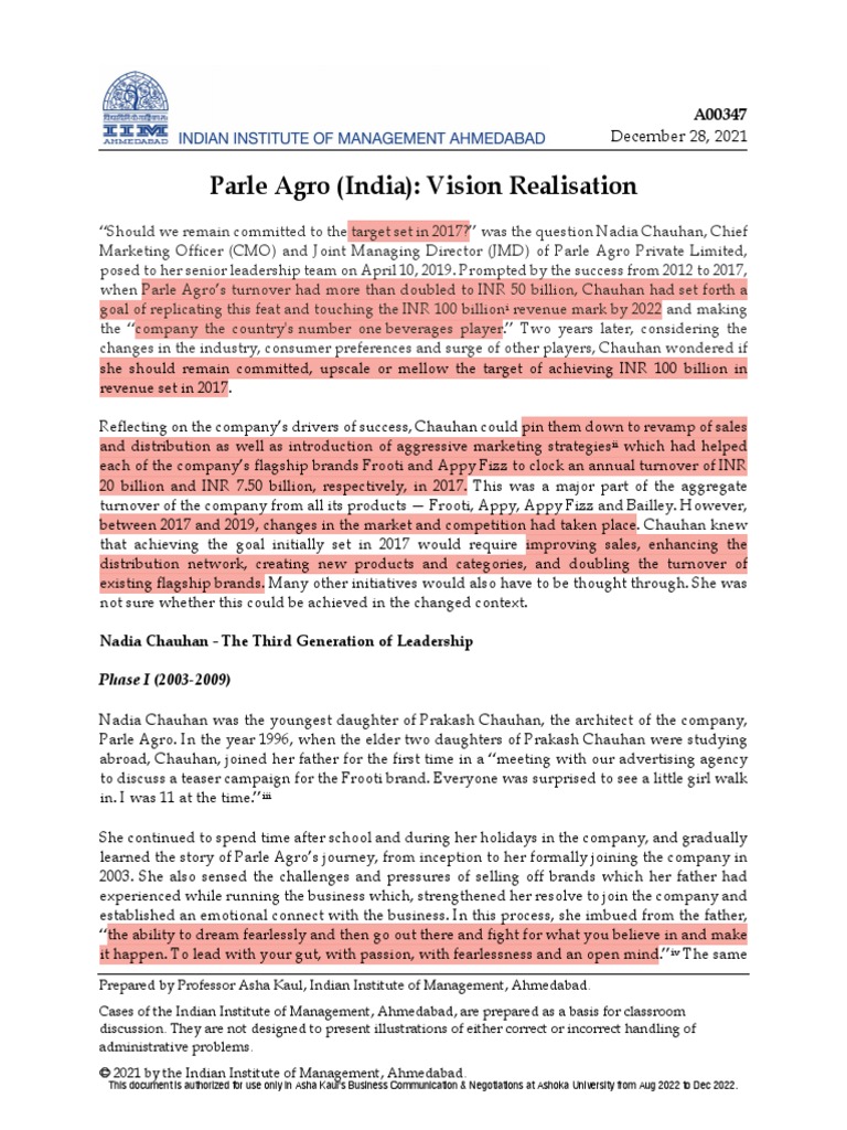 Parle Agro Vision Realization | PDF | Soft Drink | Drink
