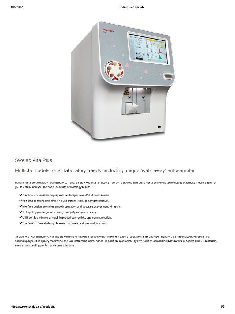 Swelab Alfa Plus Hematology Analyzers | PDF | Barcode | Usability