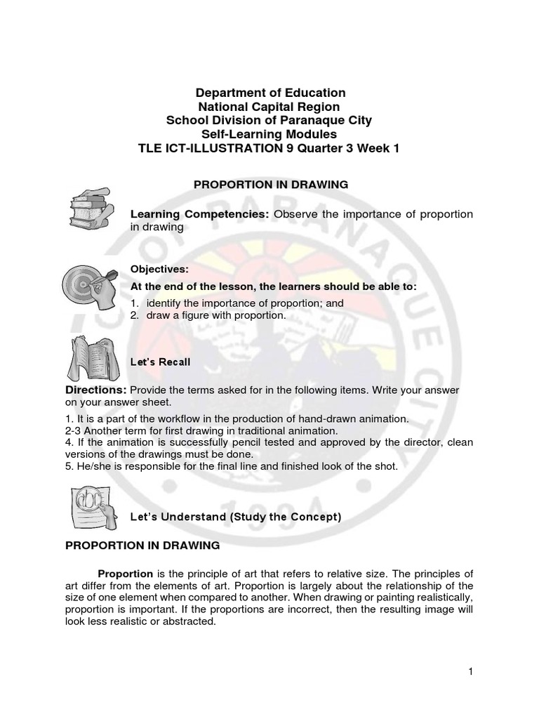 Proportion in Drawing for Grade 9 TLE | PDF | Drawing | Learning