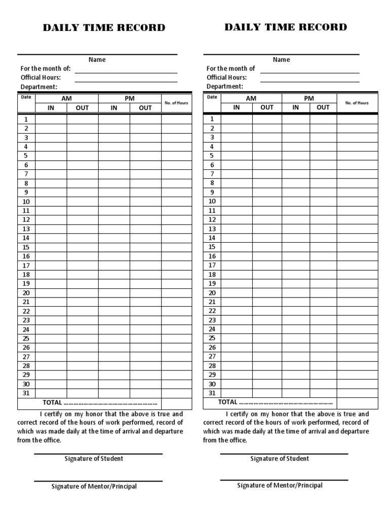 Daily Time Record | PDF