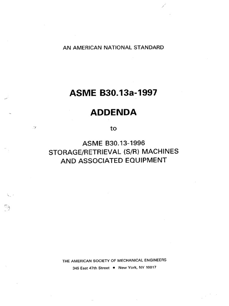 ASME 30.13a 1997 Summary of Changes Only | PDF